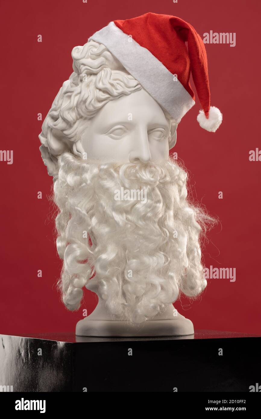 White plaster Statue of Apollo Belvedere with a long white beard and in ...
