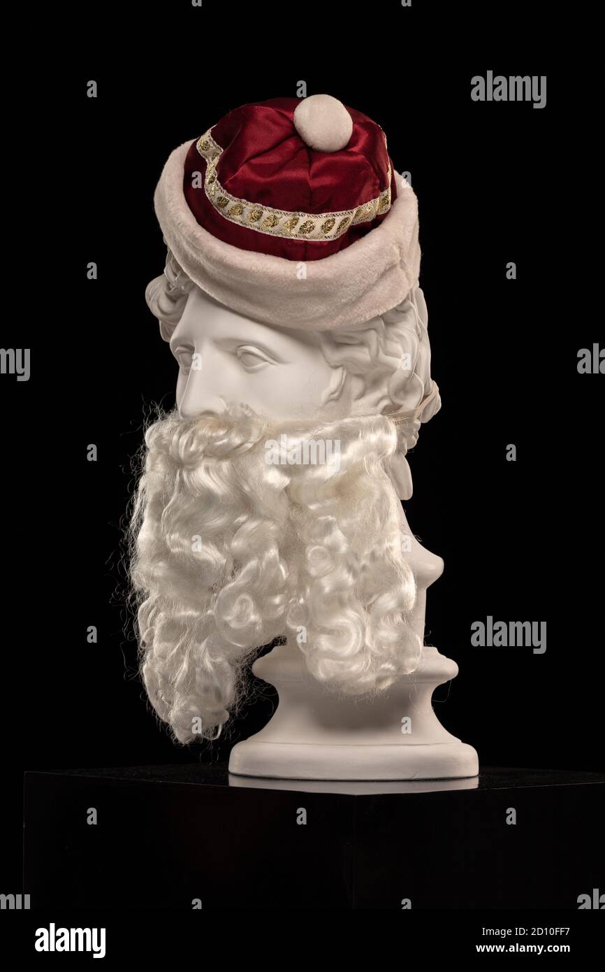 White plaster Statue of Apollo Belvedere with a long white beard and in ...