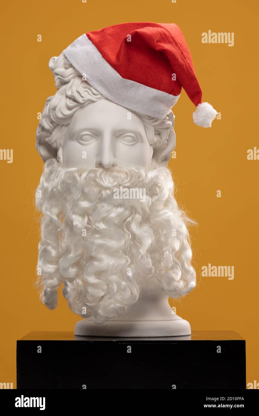 White plaster Statue of Apollo Belvedere with a long white beard and in ...