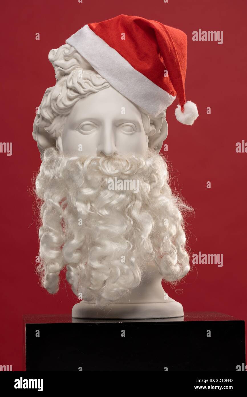 White plaster Statue of Apollo Belvedere with a long white beard and in ...