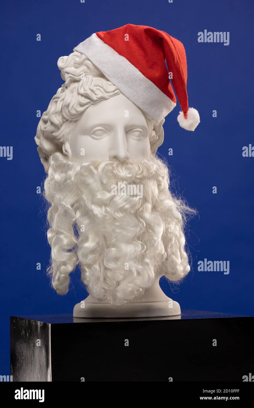 White plaster Statue of Apollo Belvedere with a long white beard and in ...