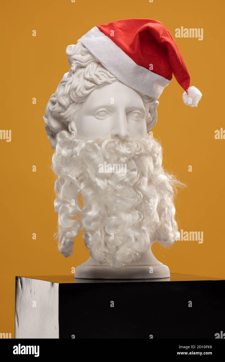 White plaster Statue of Apollo Belvedere with a long white beard and in ...