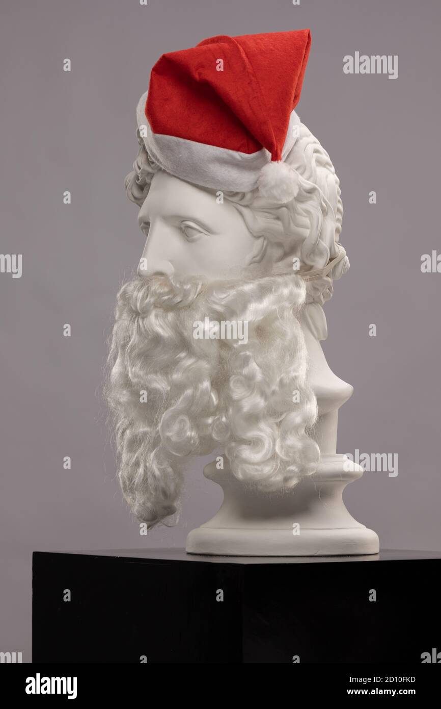 White plaster Statue of Apollo Belvedere with a long white beard and in ...