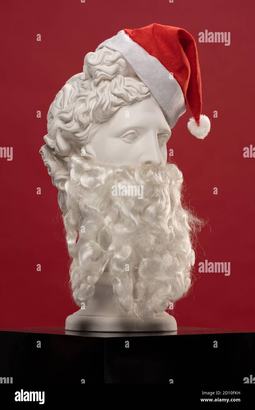 White plaster Statue of Apollo Belvedere with a long white beard and in ...