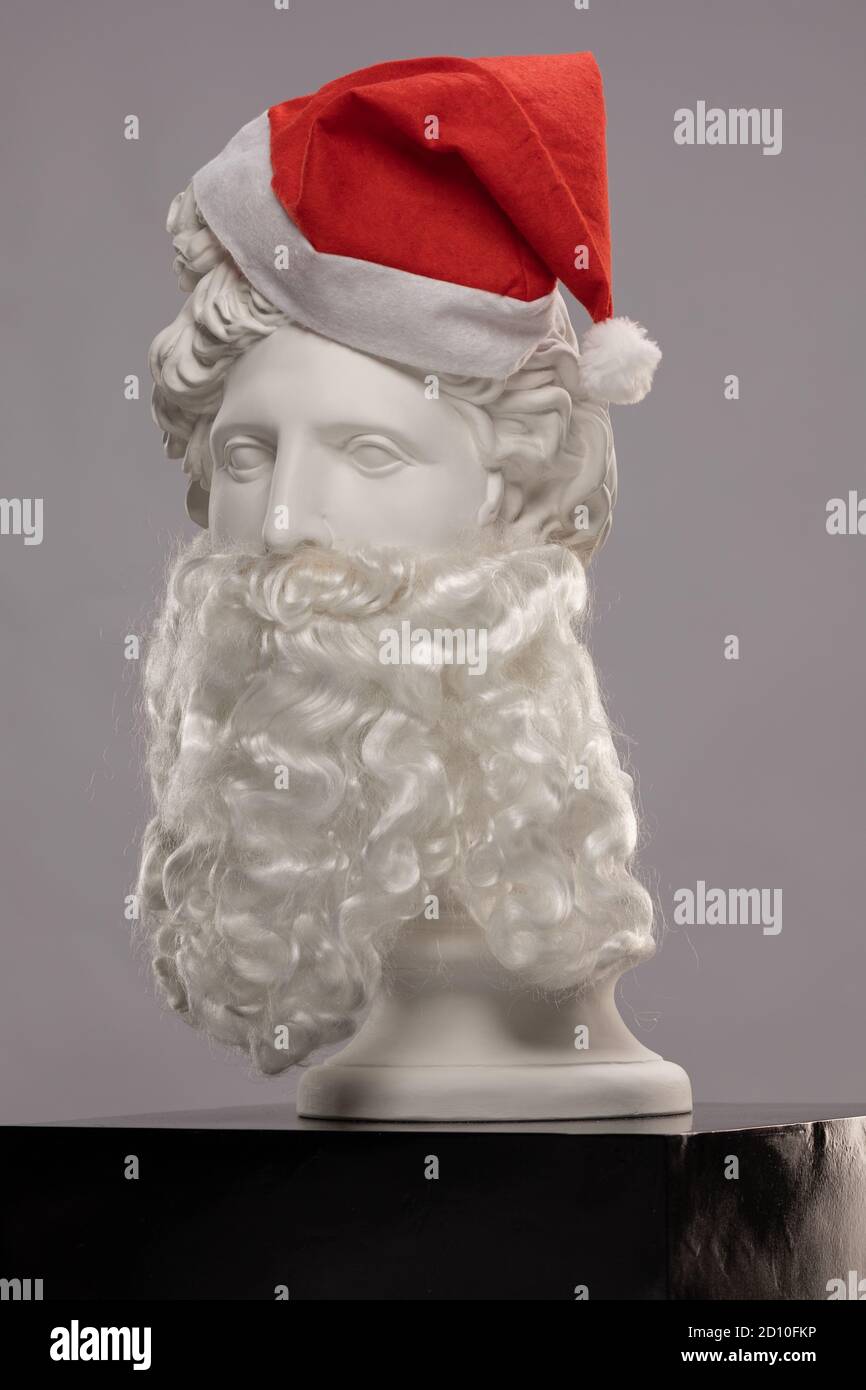 White plaster Statue of Apollo Belvedere with a long white beard and in ...