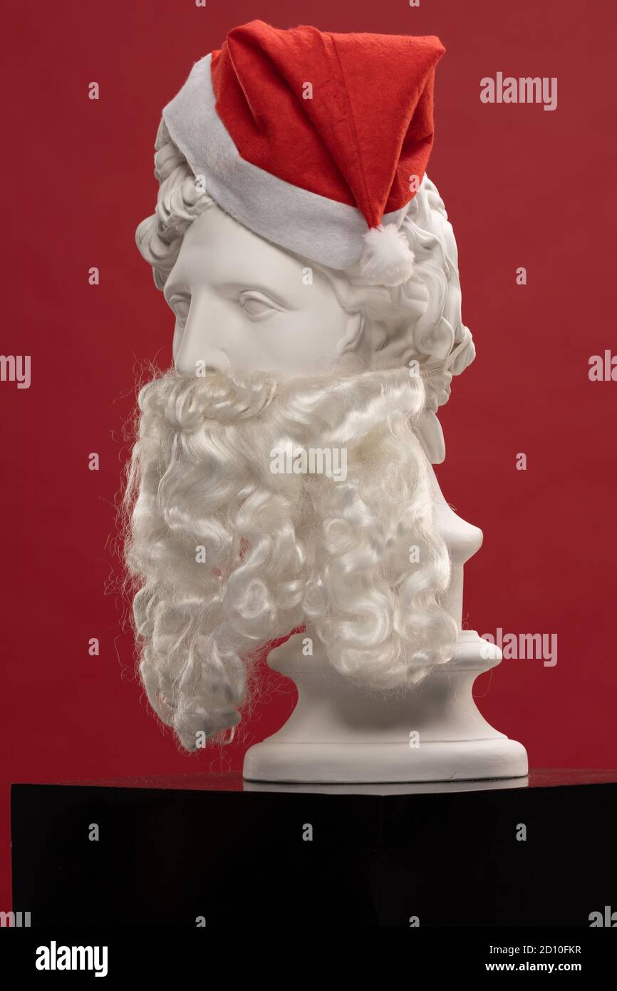 White plaster Statue of Apollo Belvedere with a long white beard and in ...