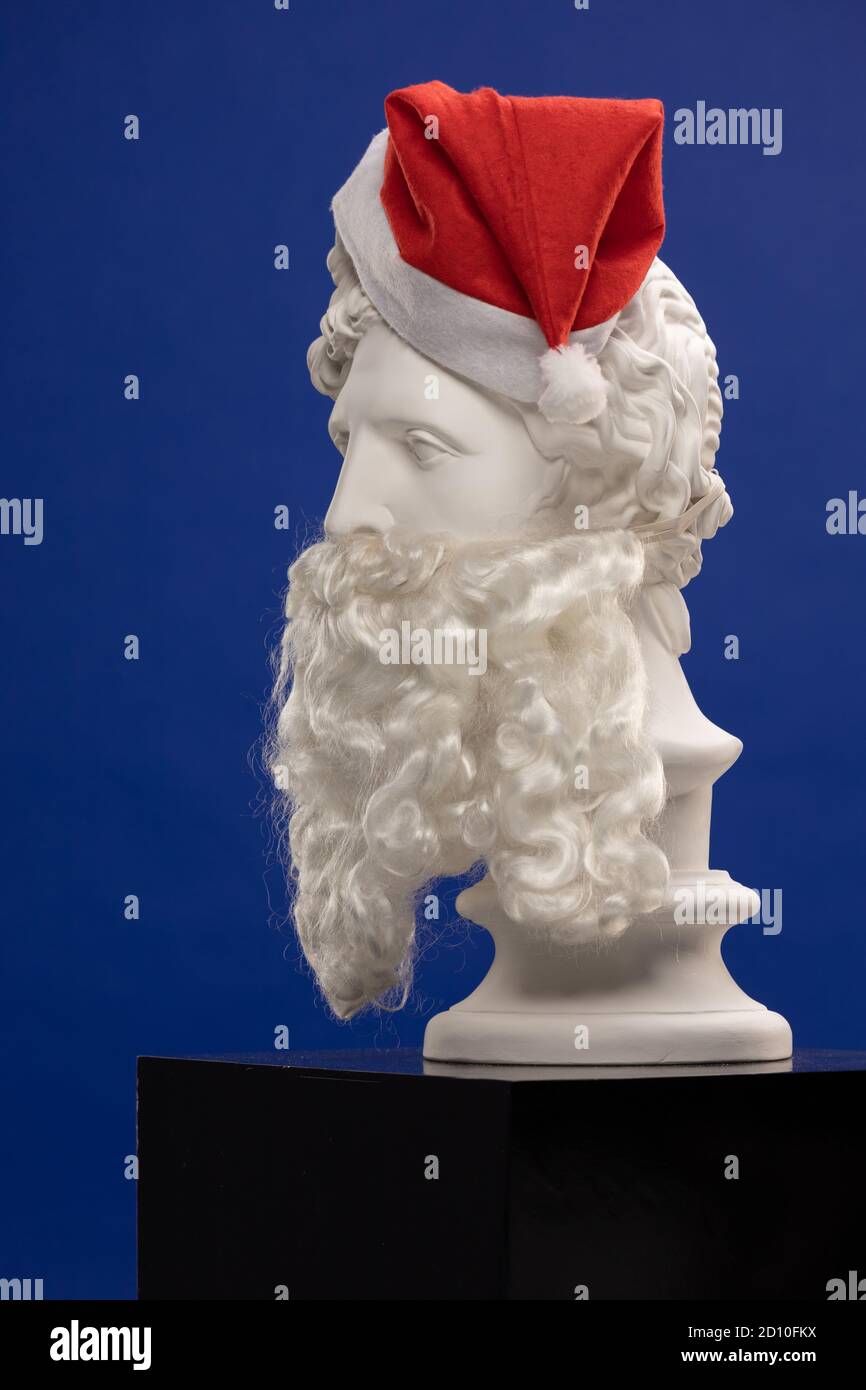 White plaster Statue of Apollo Belvedere with a long white beard and in ...