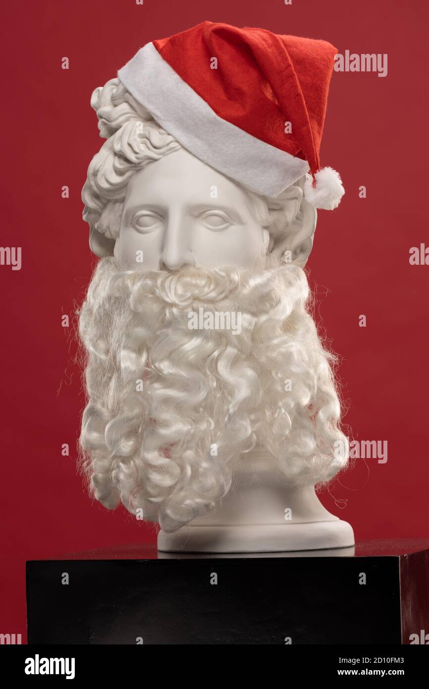 White plaster Statue of Apollo Belvedere with a long white beard and in ...