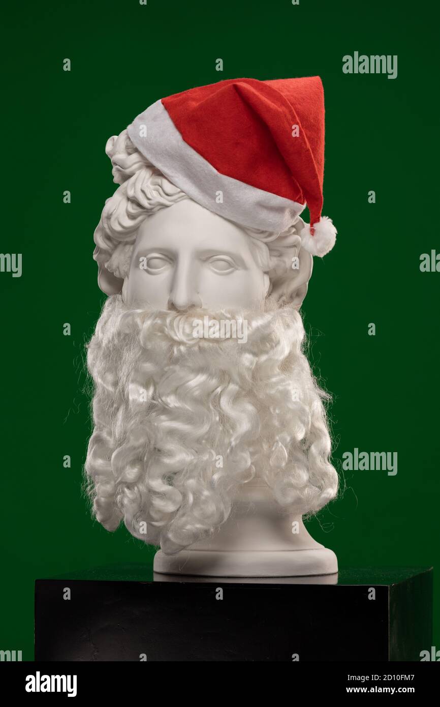 White plaster Statue of Apollo Belvedere with a long white beard and in ...