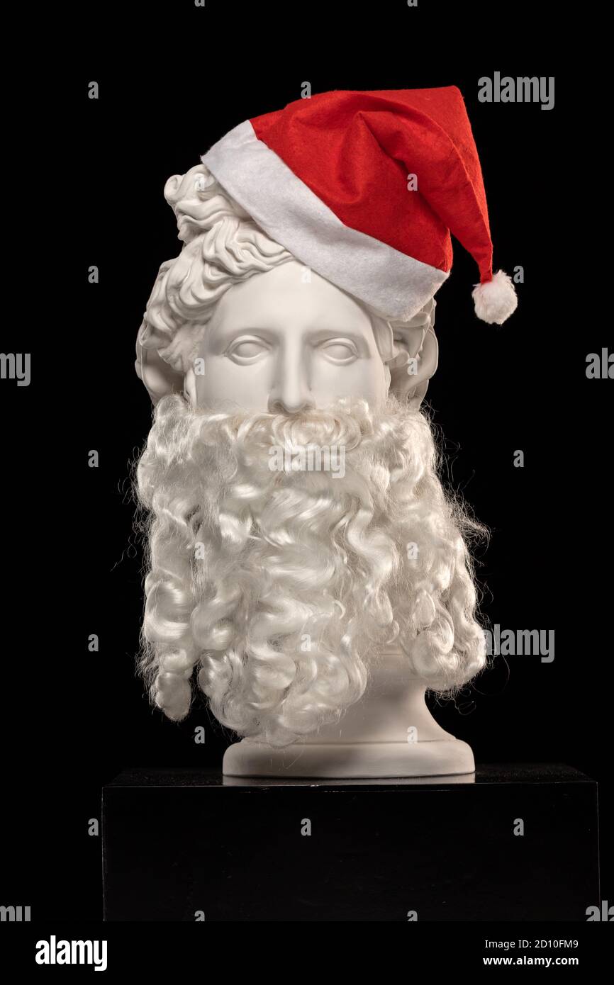 White plaster Statue of Apollo Belvedere with a long white beard and in ...