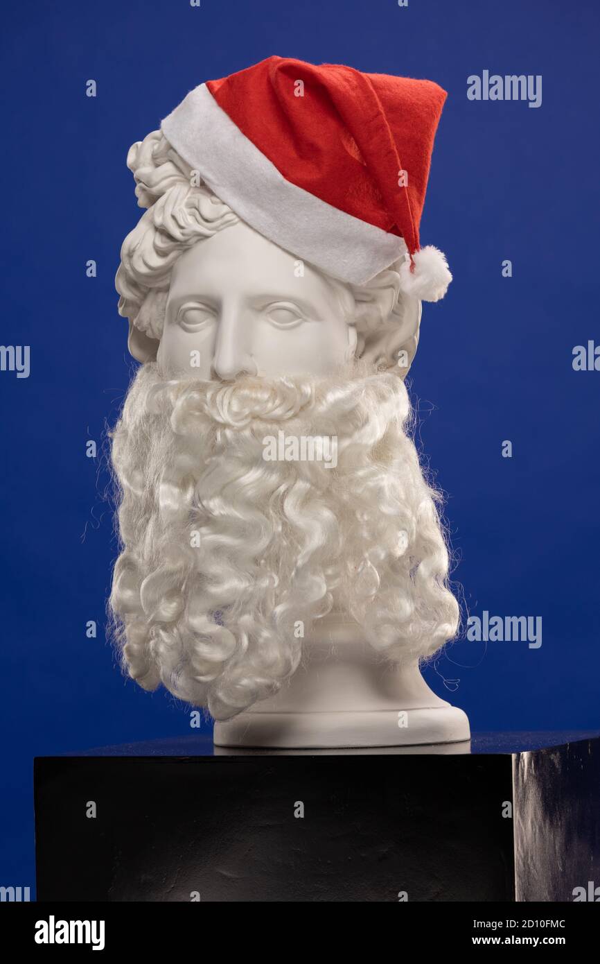 White plaster Statue of Apollo Belvedere with a long white beard and in ...