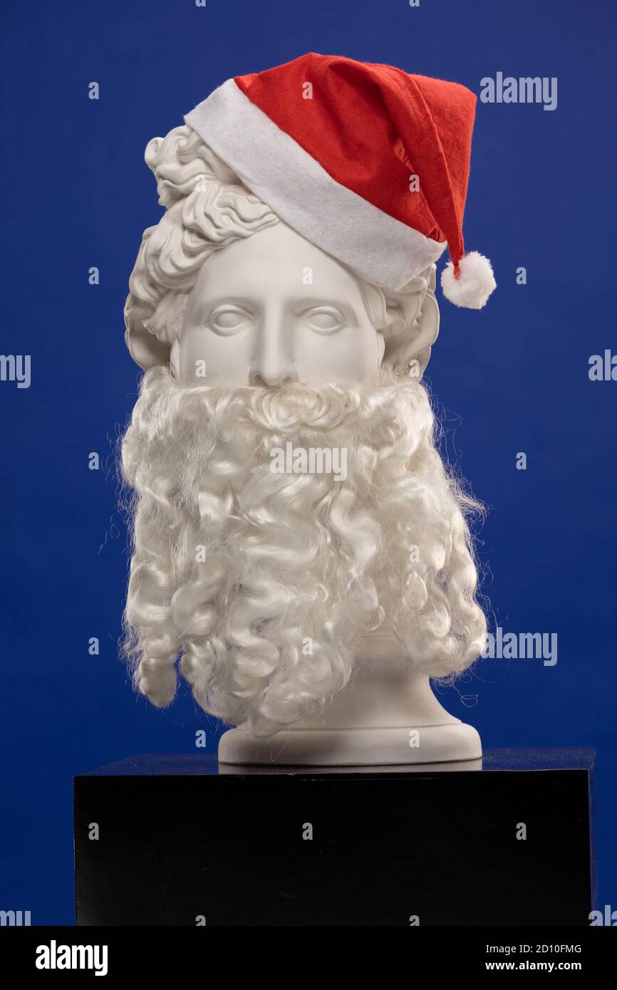 White plaster Statue of Apollo Belvedere with a long white beard and in ...
