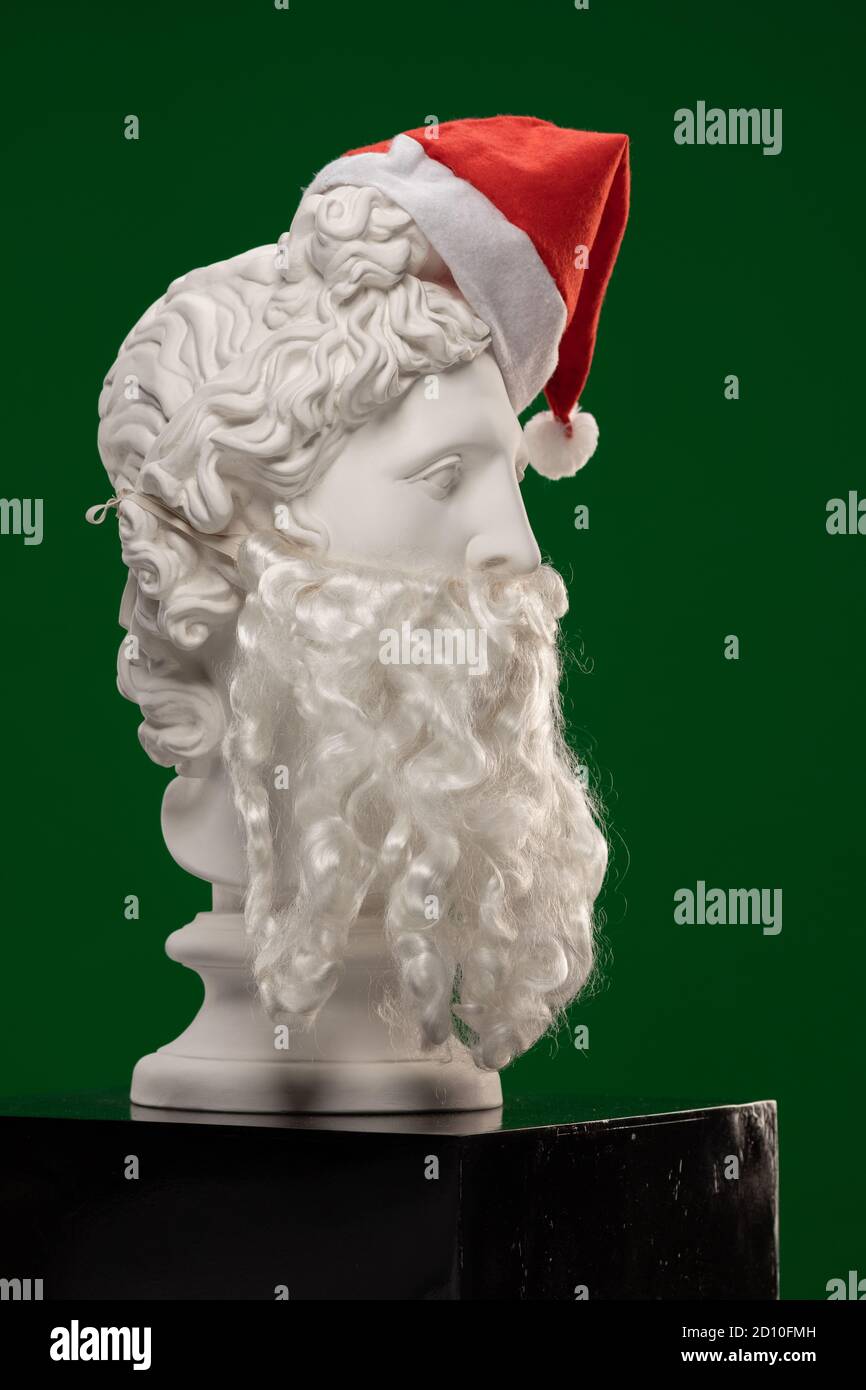 White plaster Statue of Apollo Belvedere with a long white beard and in ...