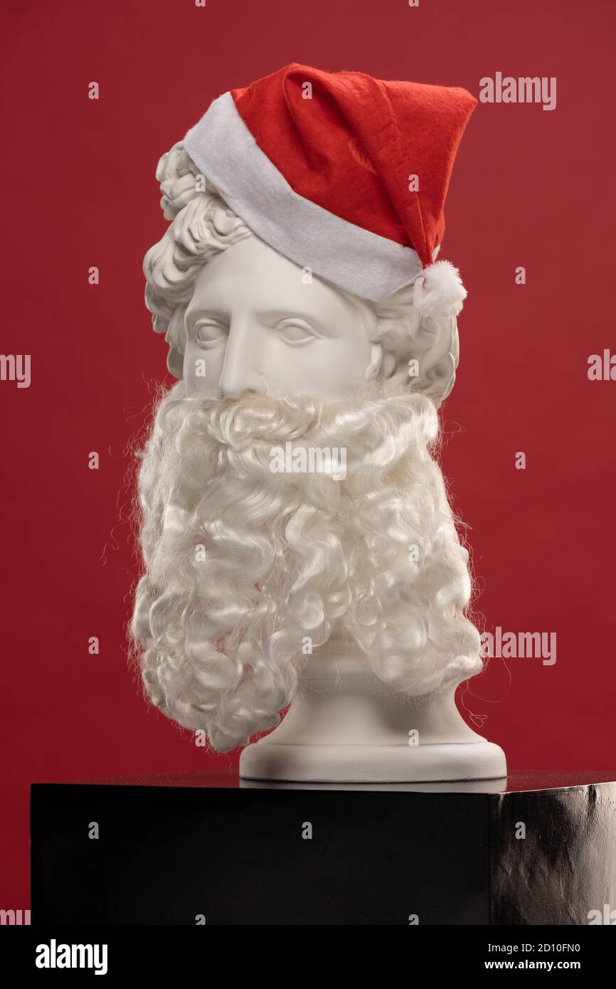 White plaster Statue of Apollo Belvedere with a long white beard and in ...