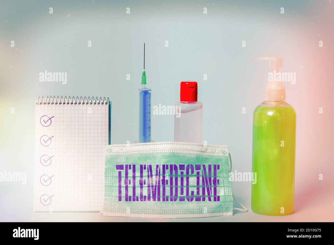 Writing note showing Telemedicine. Business concept for practice ...