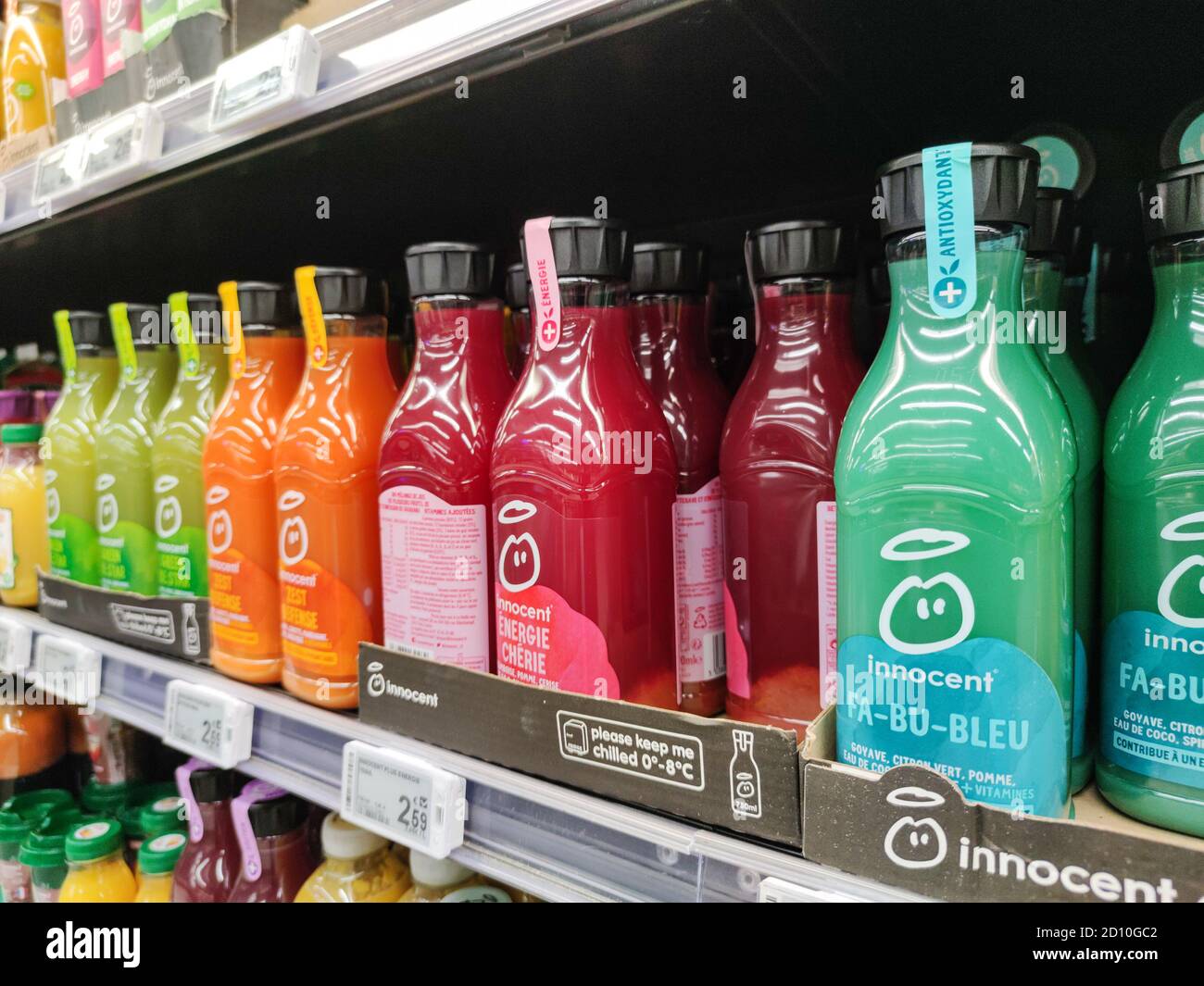 La Rochelle, France - October 3, 2020:Supermarket shelves filled with ...