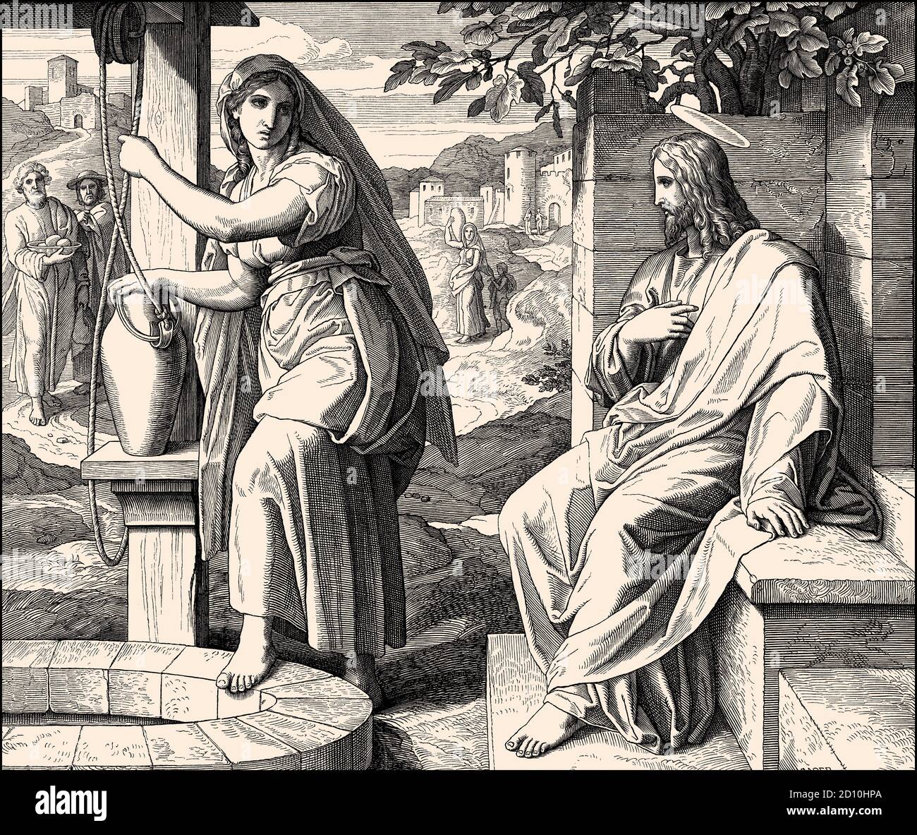 Jesus talks with a Samaritan woman, New Testament, by Julius Schnorr ...