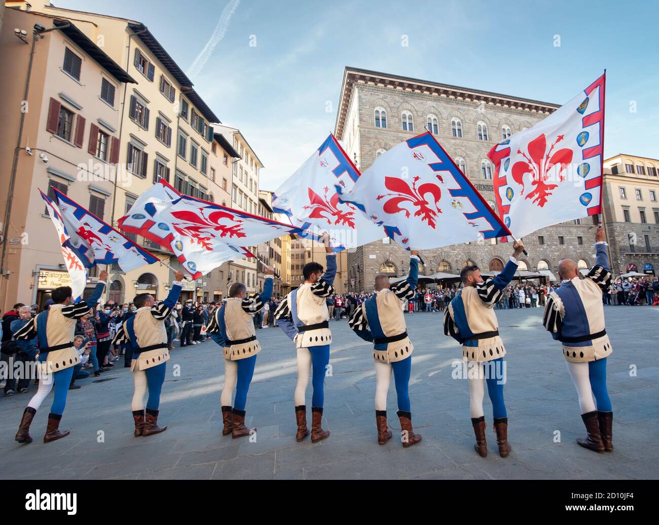 Florence, Italy - 2020, September 26: Performance of flag-waving in ...