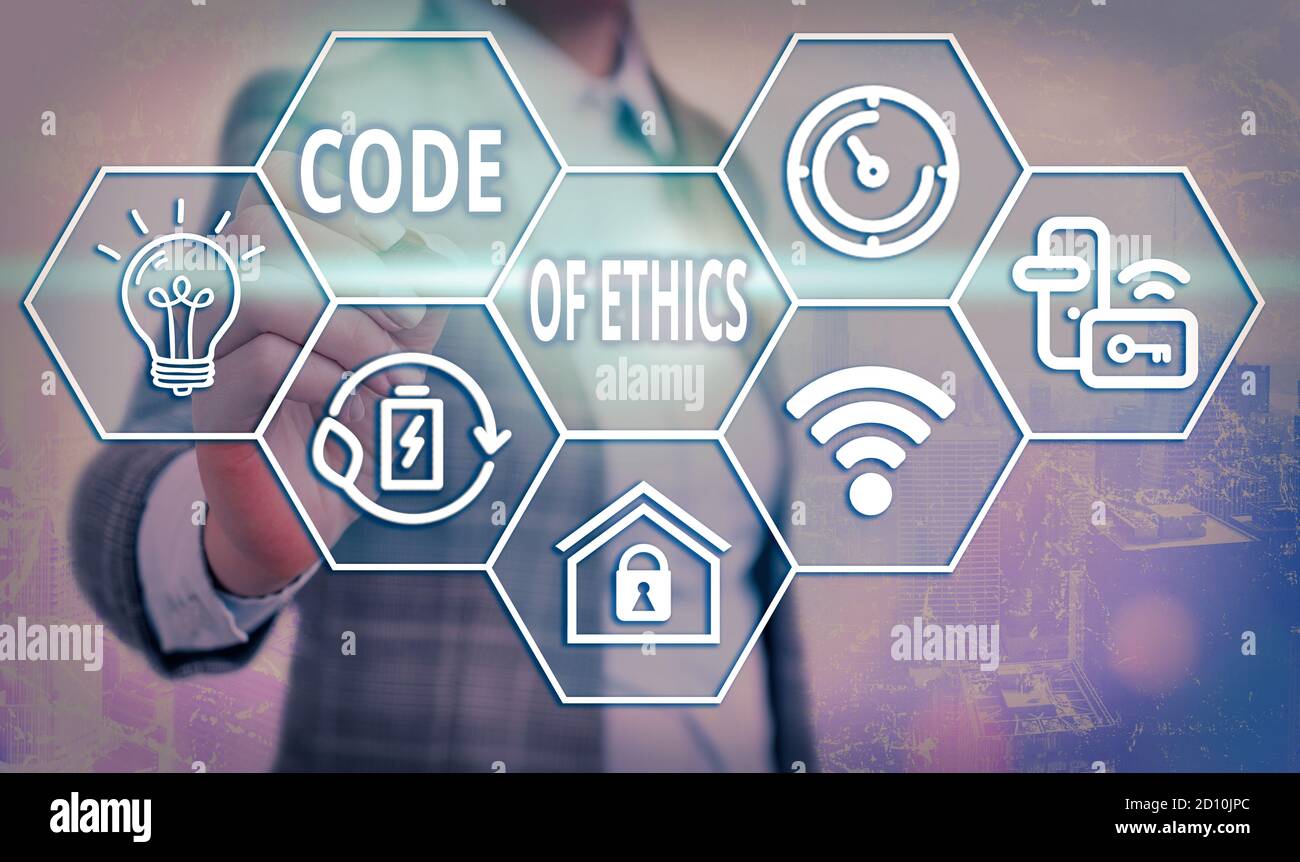 Conceptual hand writing showing Code Of Ethics. Concept meaning basic ...