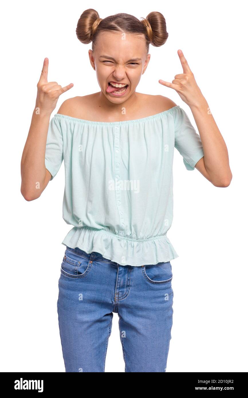 Rock hand signs female hi-res stock photography and images - Alamy