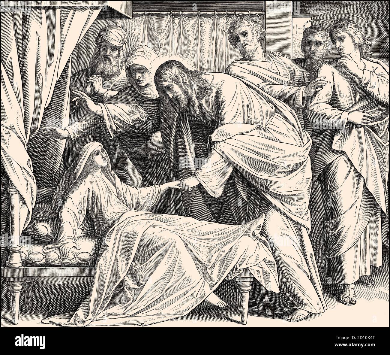 Raising of the dead, the daughter of Jairus, New Testament, by Julius ...