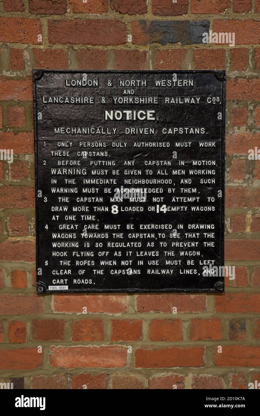 A vintage cast iron sign regarding the use of capstans for shunting ...