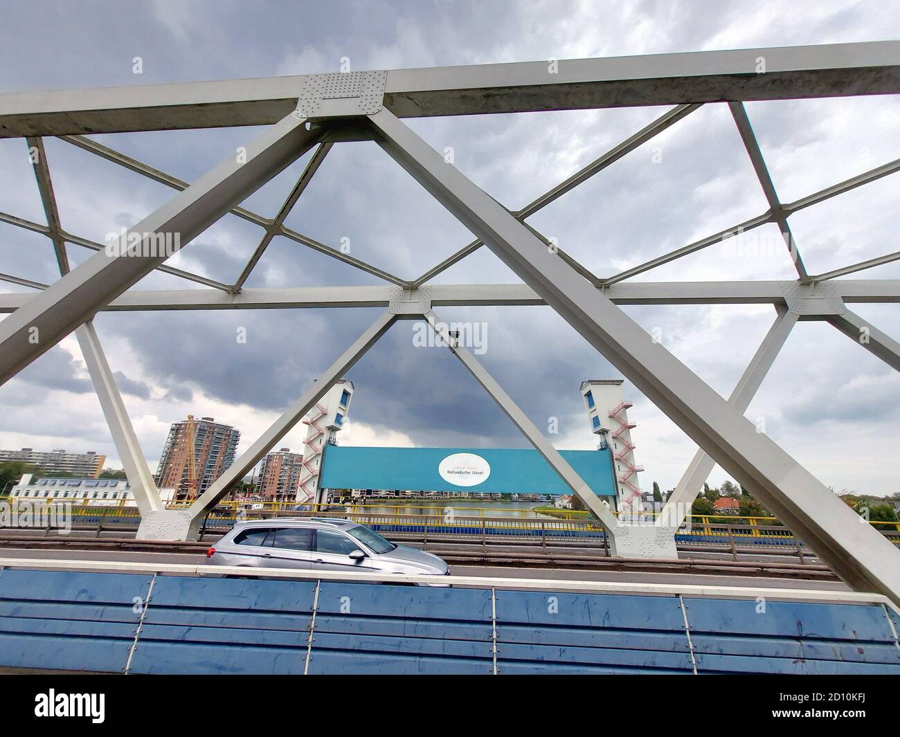 Steel bridge over the river Hollandsche IJssel at Krimpen aan den ...