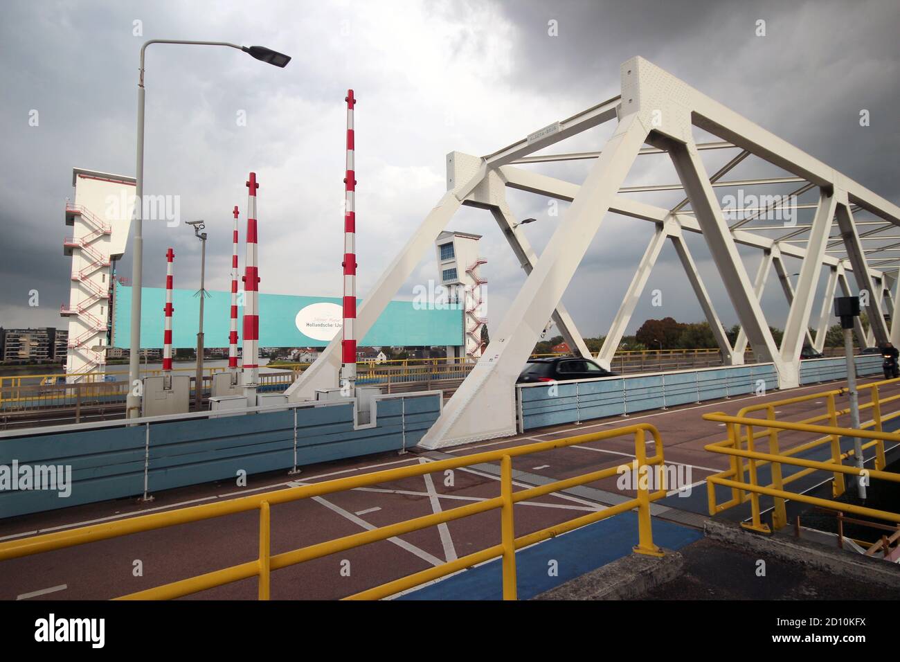 Steel bridge over the river Hollandsche IJssel at Krimpen aan den ...