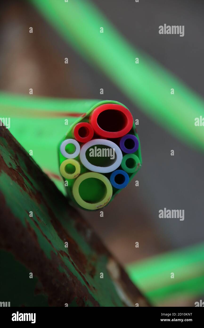 Plastic hose with smaller tubes to pull fiberglass through for fast ...