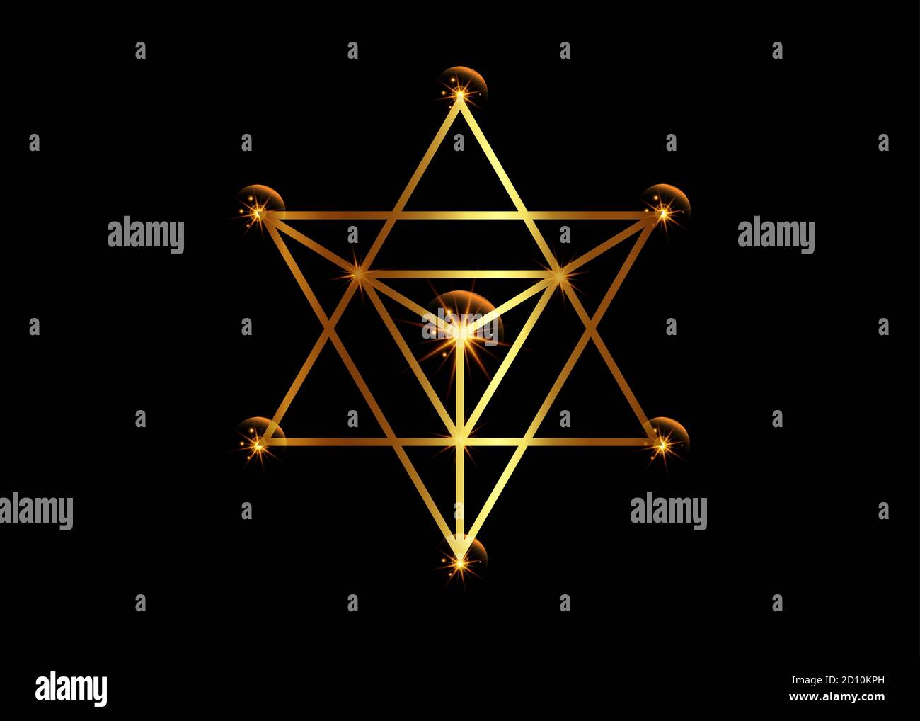 Sacred geometry. Merkaba gold line geometric triangle shape. esoteric ...
