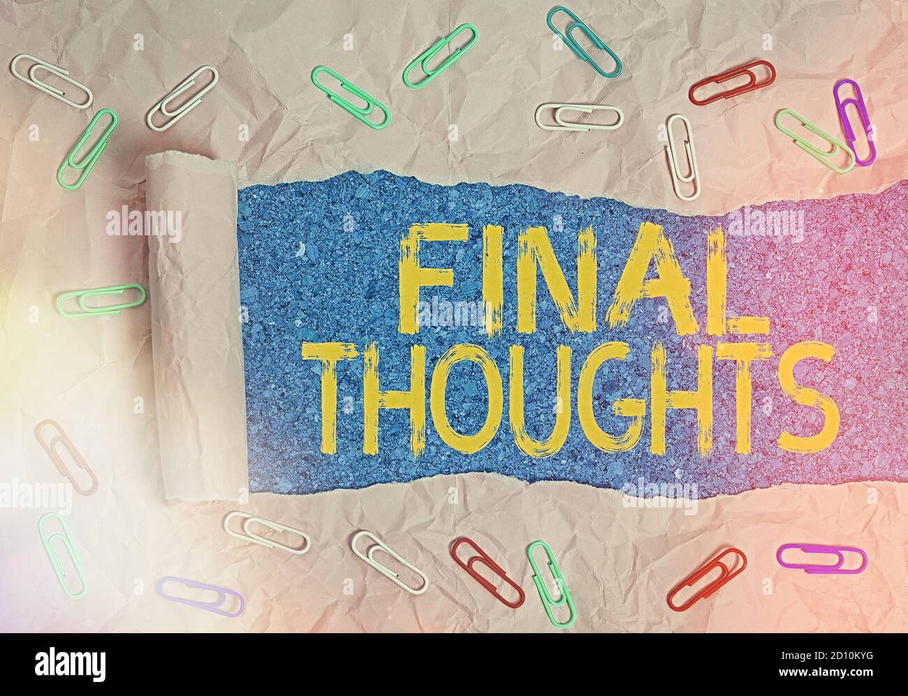 Writing note showing Final Thoughts. Business concept for the ...