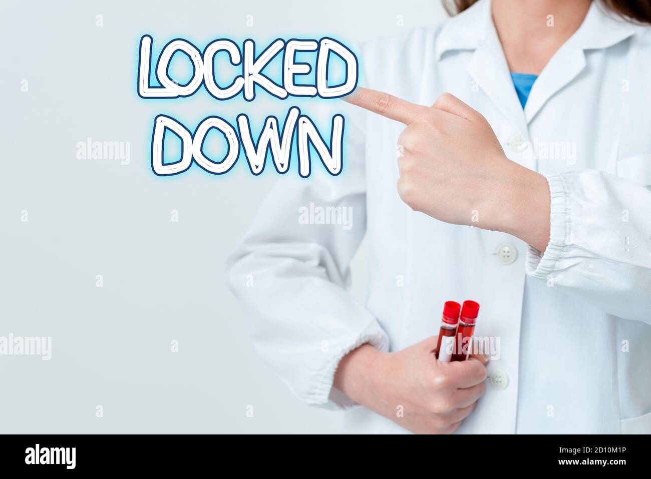 Writing note showing Locked Down. Business concept for emergency ...