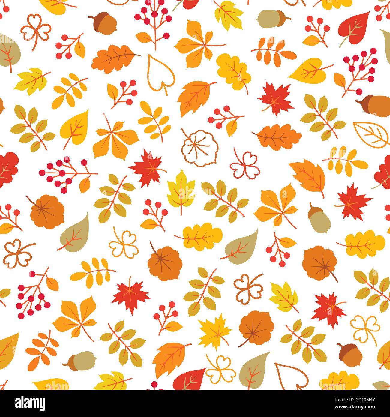 Autumn leaves seamless pattern. Leaf icon set in ornamental tile ...