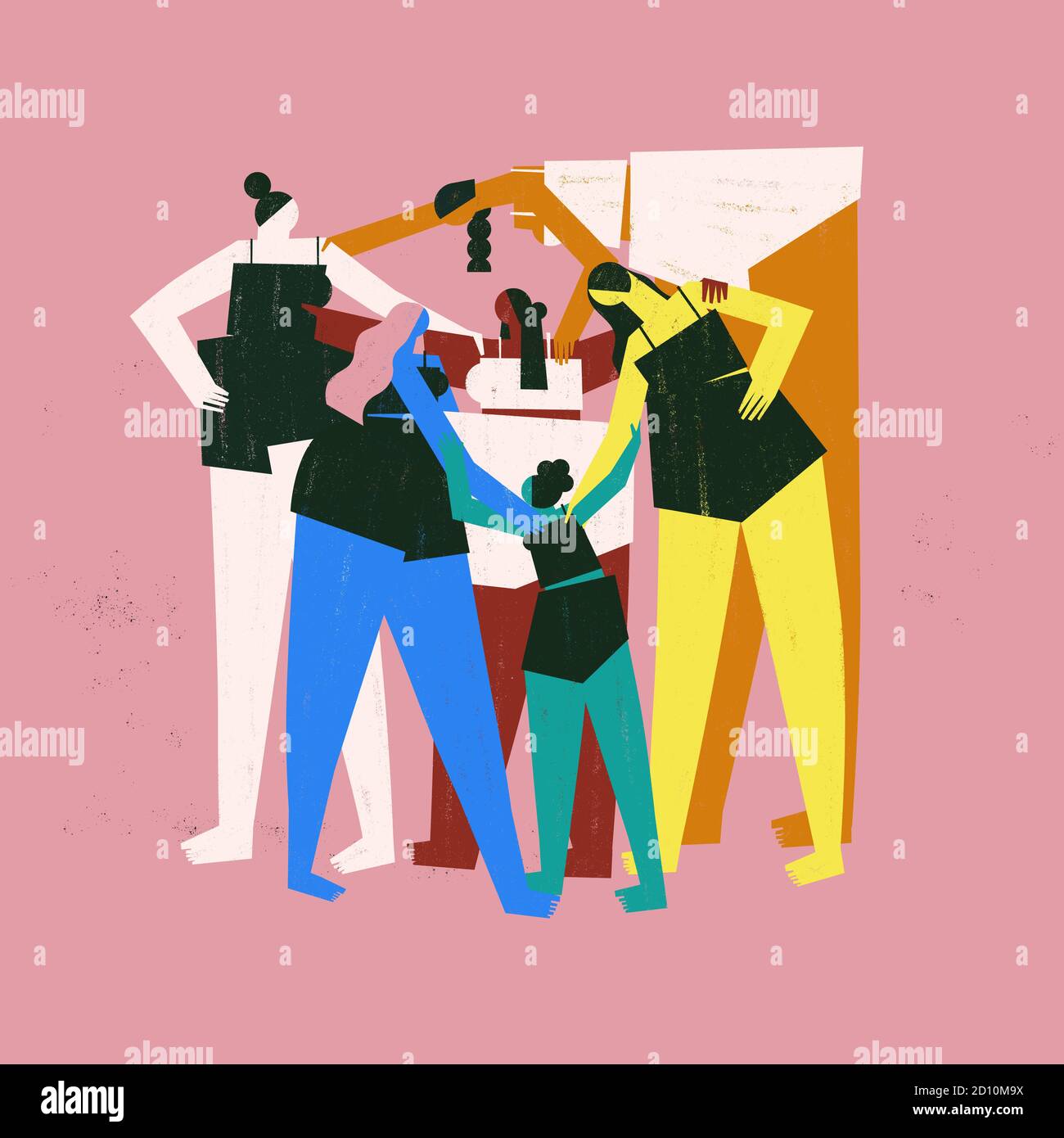 Self-Acceptance and Body Positivity. Group of diverse women touch each ...