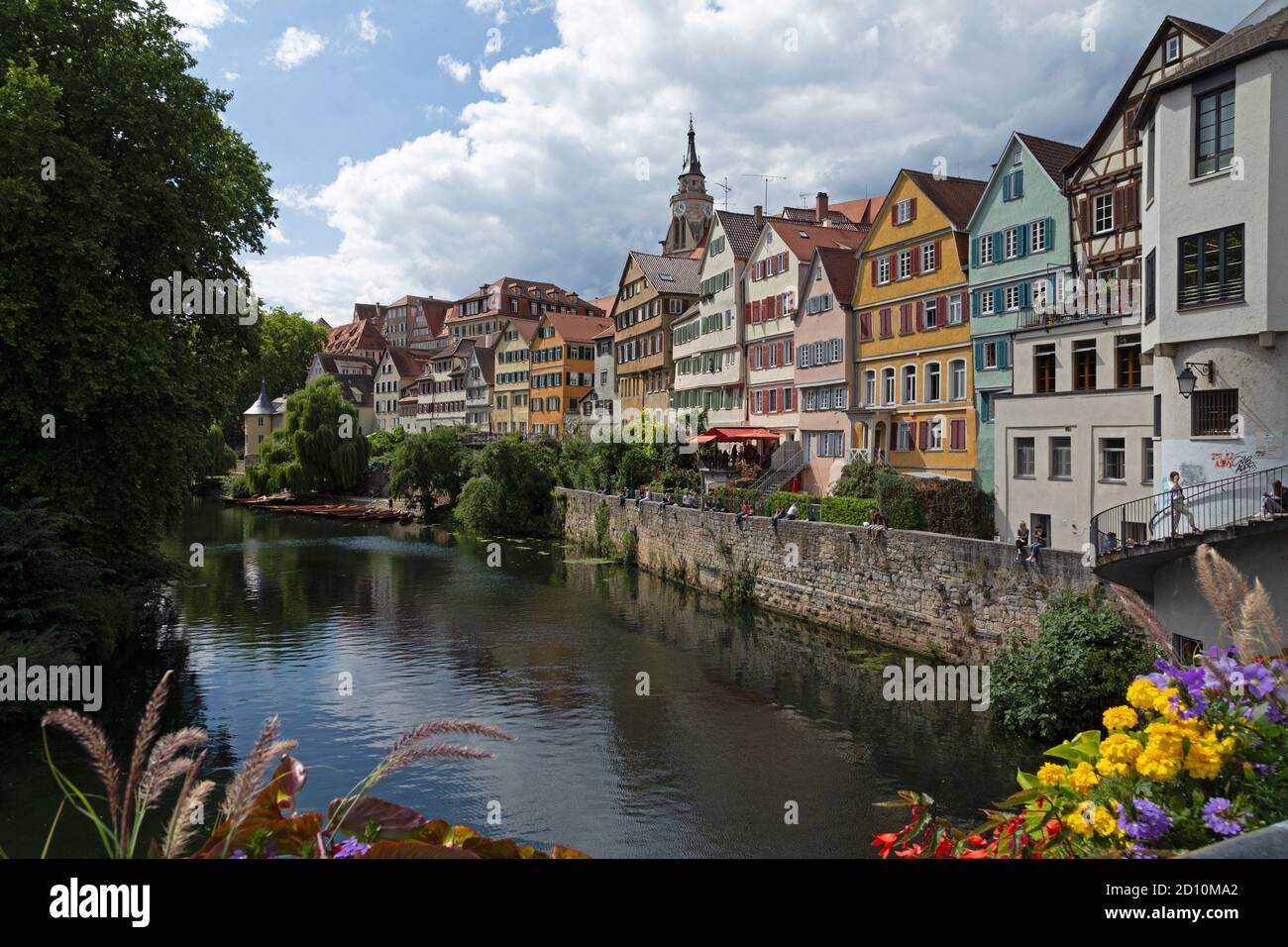 River Neckar bank, Tuebingen, Baden-Wuerttemberg, Germany Stock Photo ...