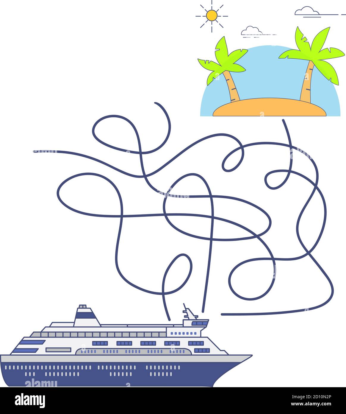 Maze game, education game for children.The ship floats by sea to the ...