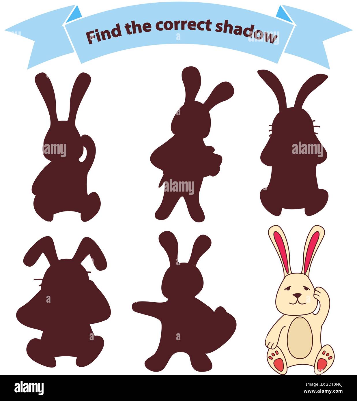 Find the correct shadow rabbit.Educational game for children cute hare ...