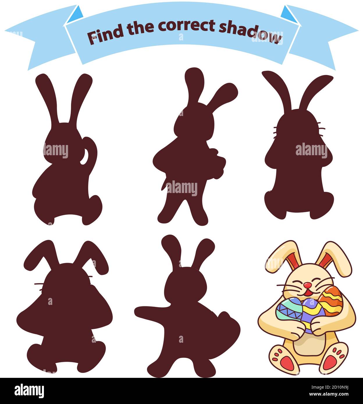 Find the correct shadow rabbit with Easter eggs.Educational game for ...
