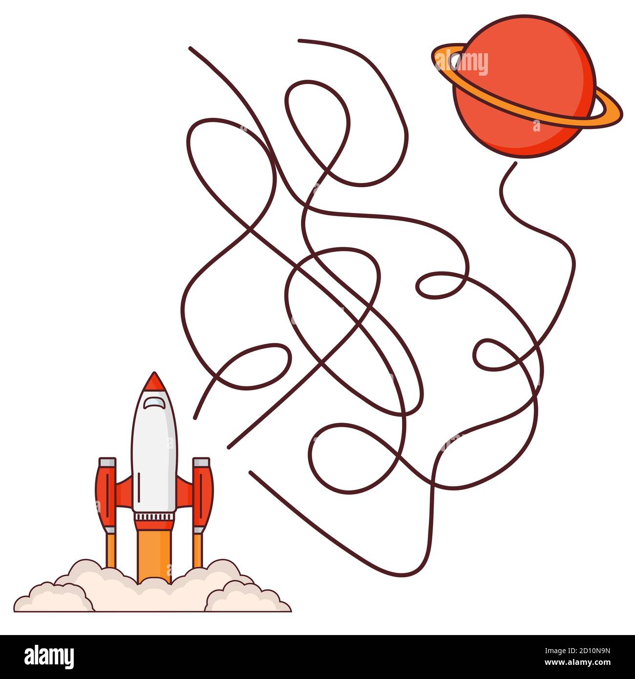 Maze game, education game for children rocket space.Flat illustration ...