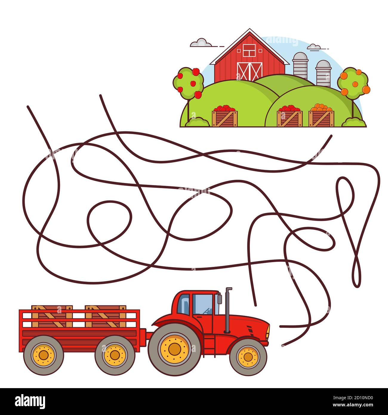 Maze game, education game for children the tractor is harvesting Stock ...