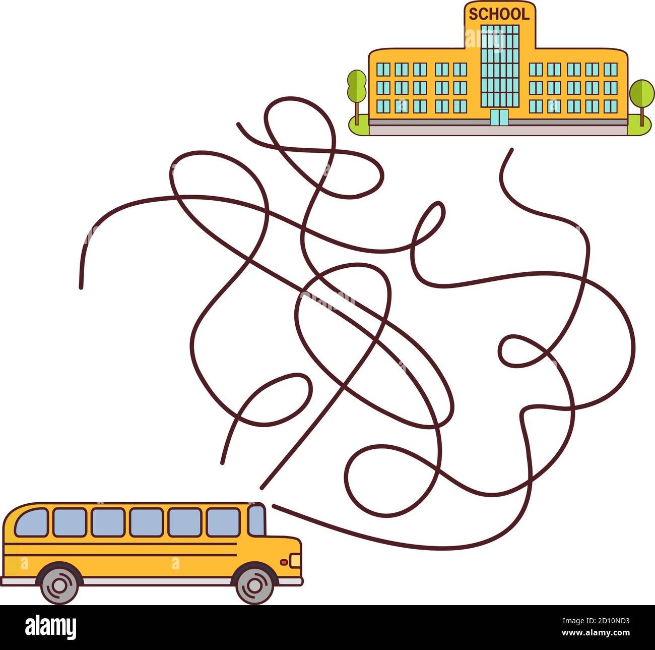 The bus goes to school.Maze game, education game for children Stock ...