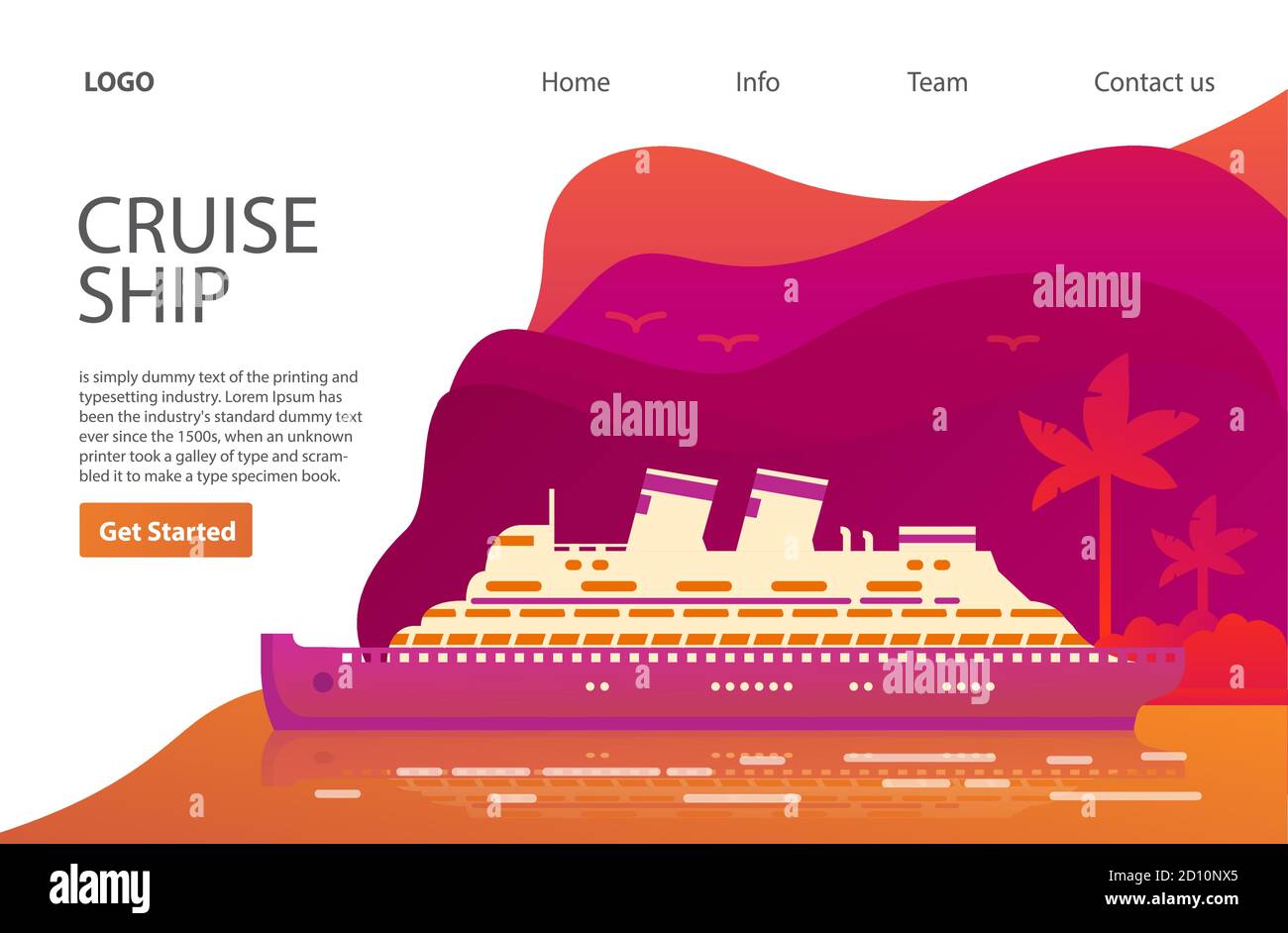 Cruise ship.Landing page template.Web page.Passenger ocean liner Stock ...
