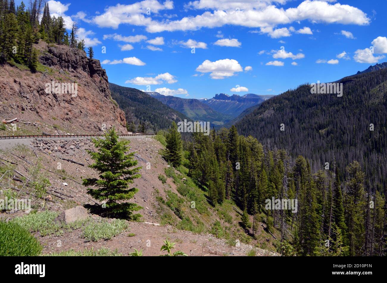 Wyoming - Yellowstone Highway 20 View Stock Photo - Alamy