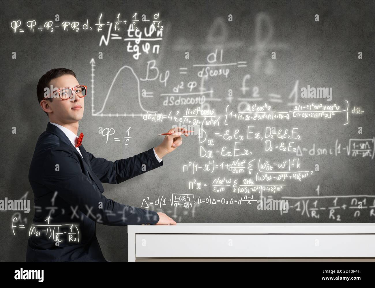 Student drawing science formulas Stock Photo - Alamy