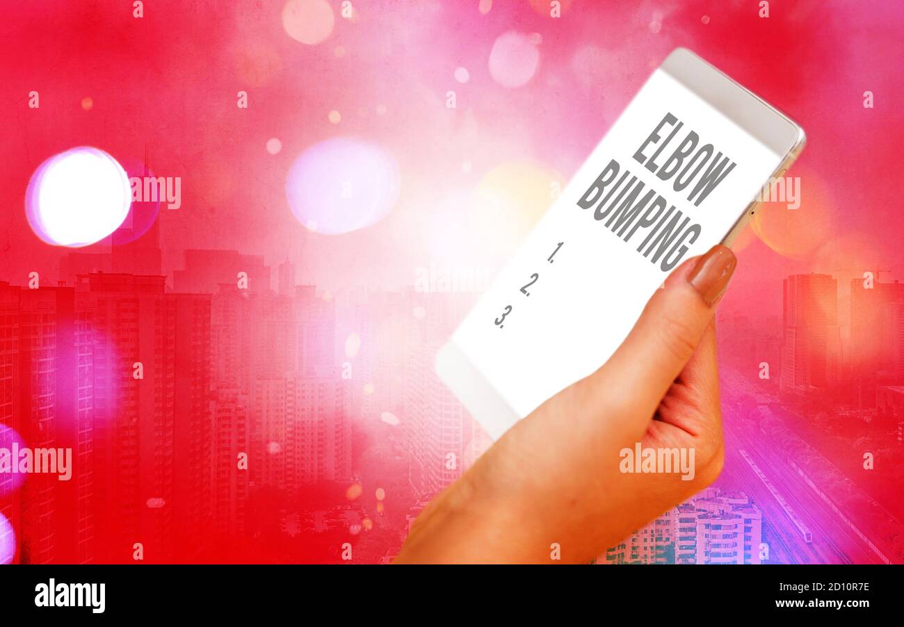 Word writing text Elbow Bumping. Business photo showcasing newlytrended ...