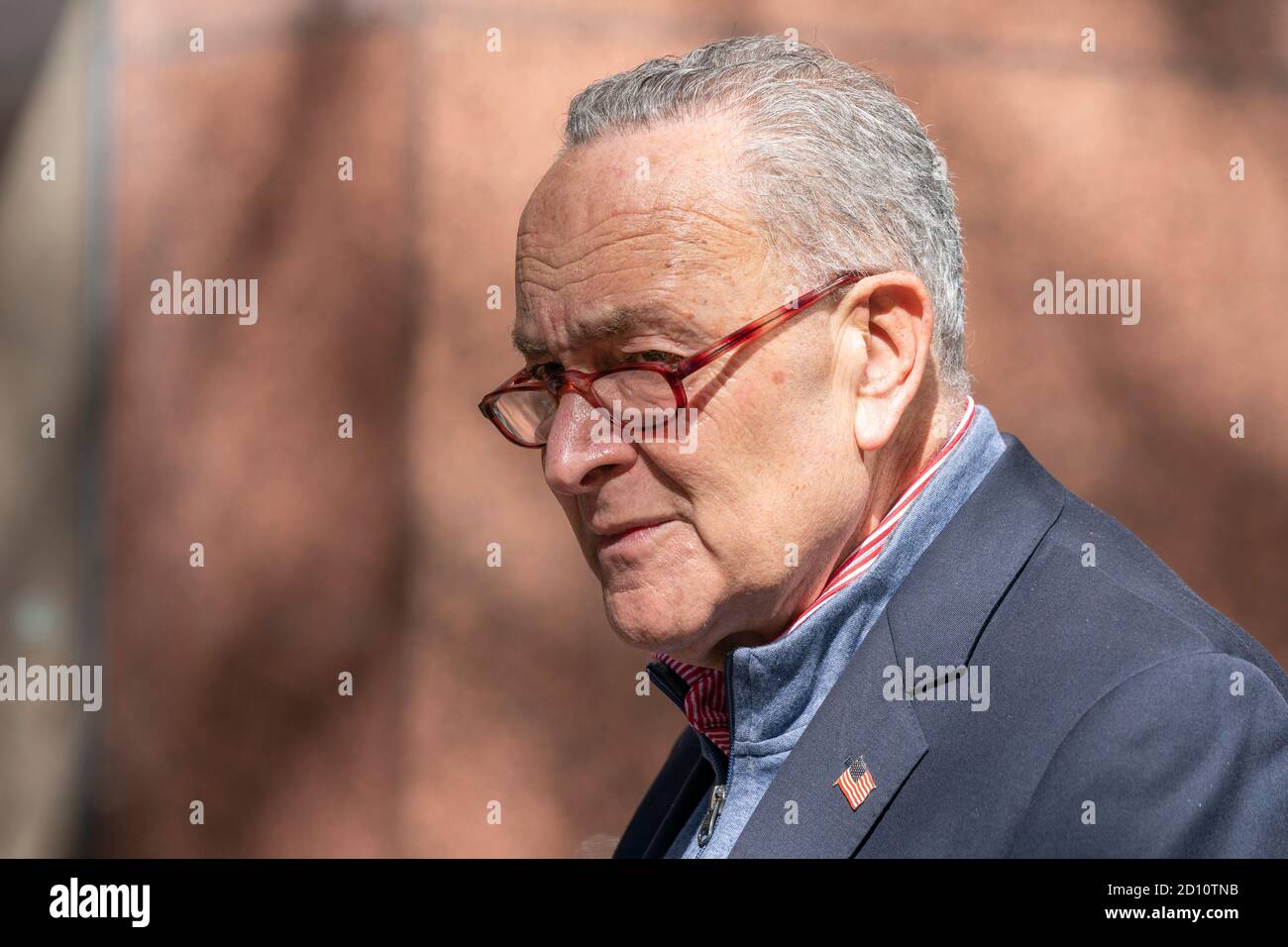 New York, NY - October 4, 2020: U.S. Senator Chuck Schumer holds weekly ...