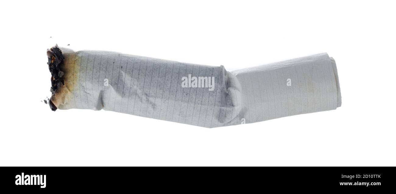 Extinguished butt of cigarette isolated on white Stock Photo - Alamy