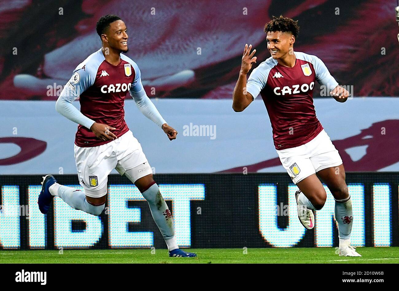 Aston Villa's Ollie Watkins celebrates scoring his side's fourth goal ...