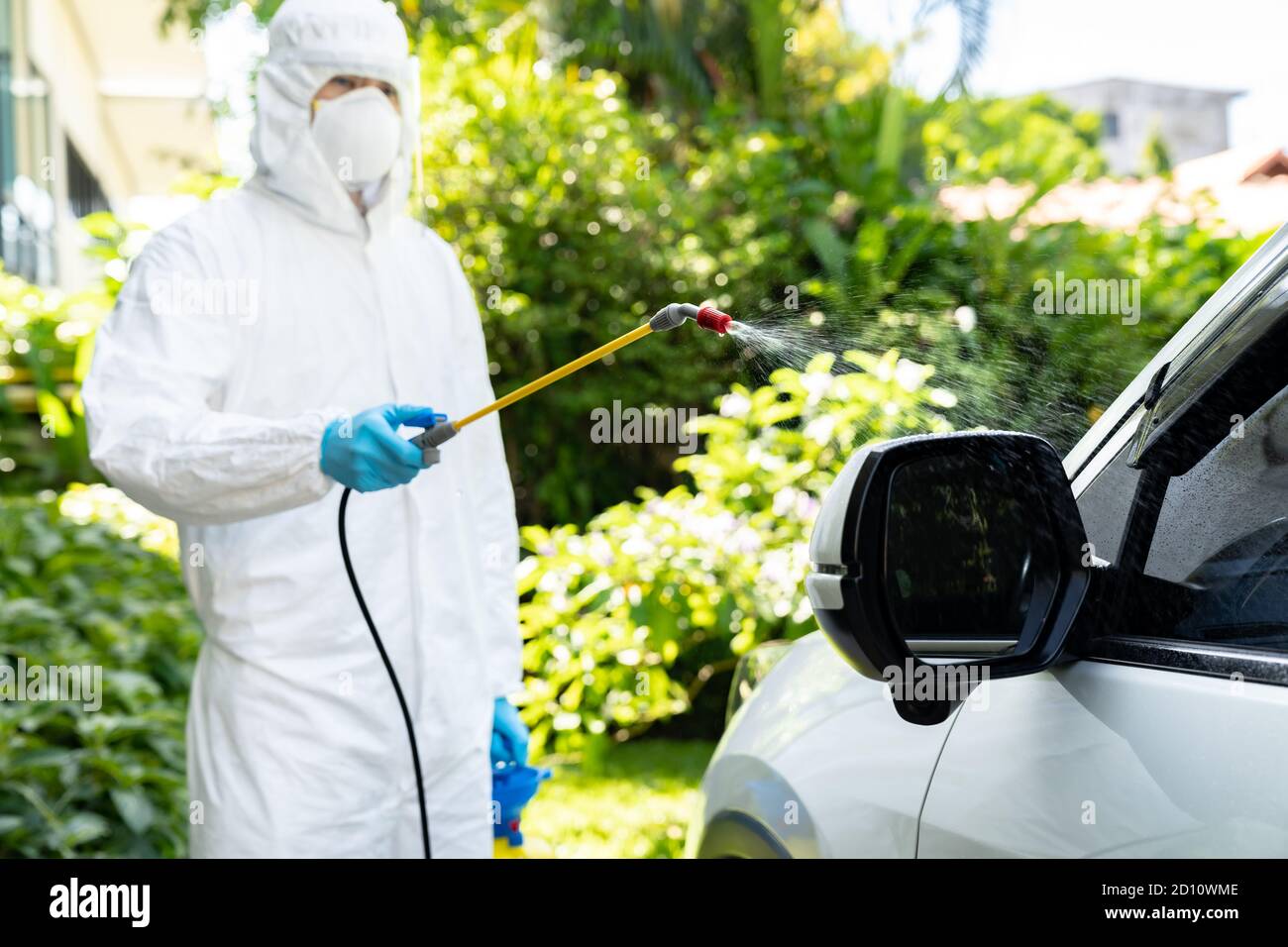 Car cleaning using chemical alcohol spray to disinfect and ...