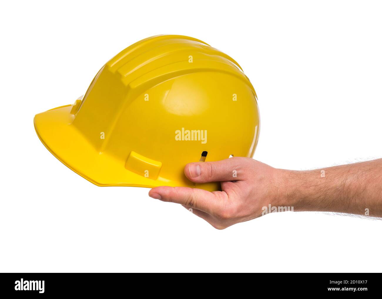 Male Hand with hard hat Stock Photo - Alamy